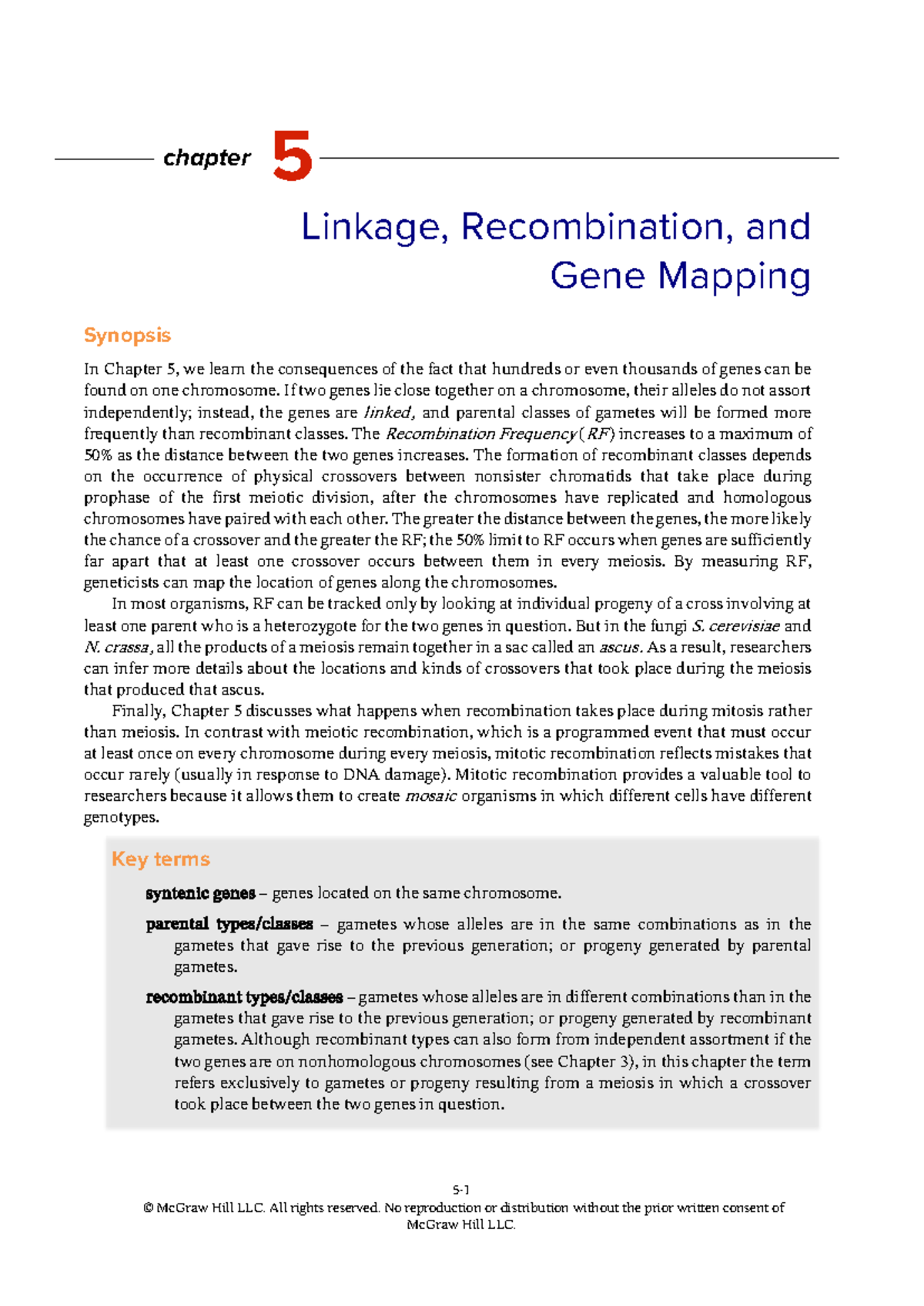 Chapter 5: Linkage, Recombination, and Gene Mapping Insights ...