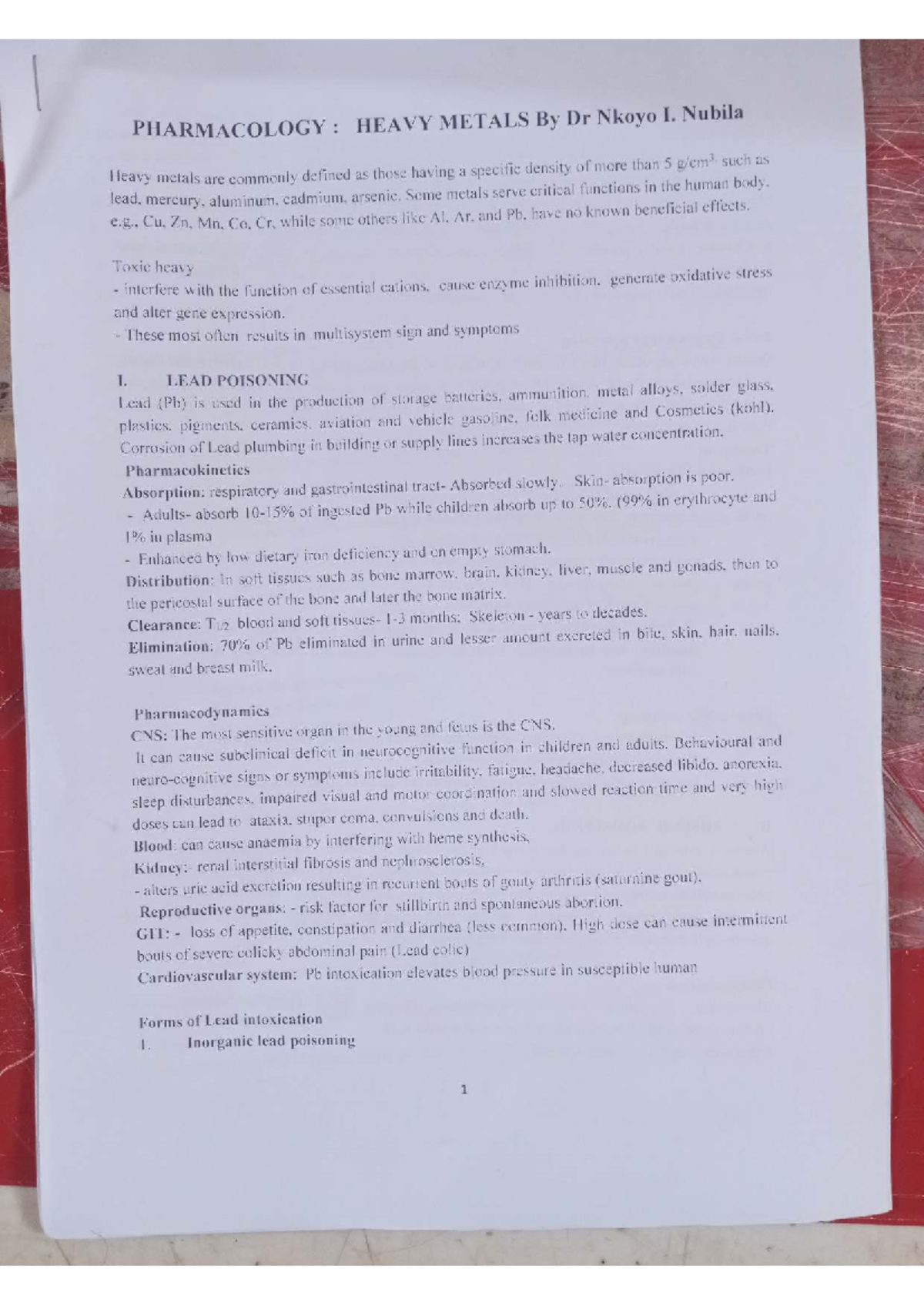 PHM360 - Heavy Metals: Toxicity, Effects, and Treatment - Studocu