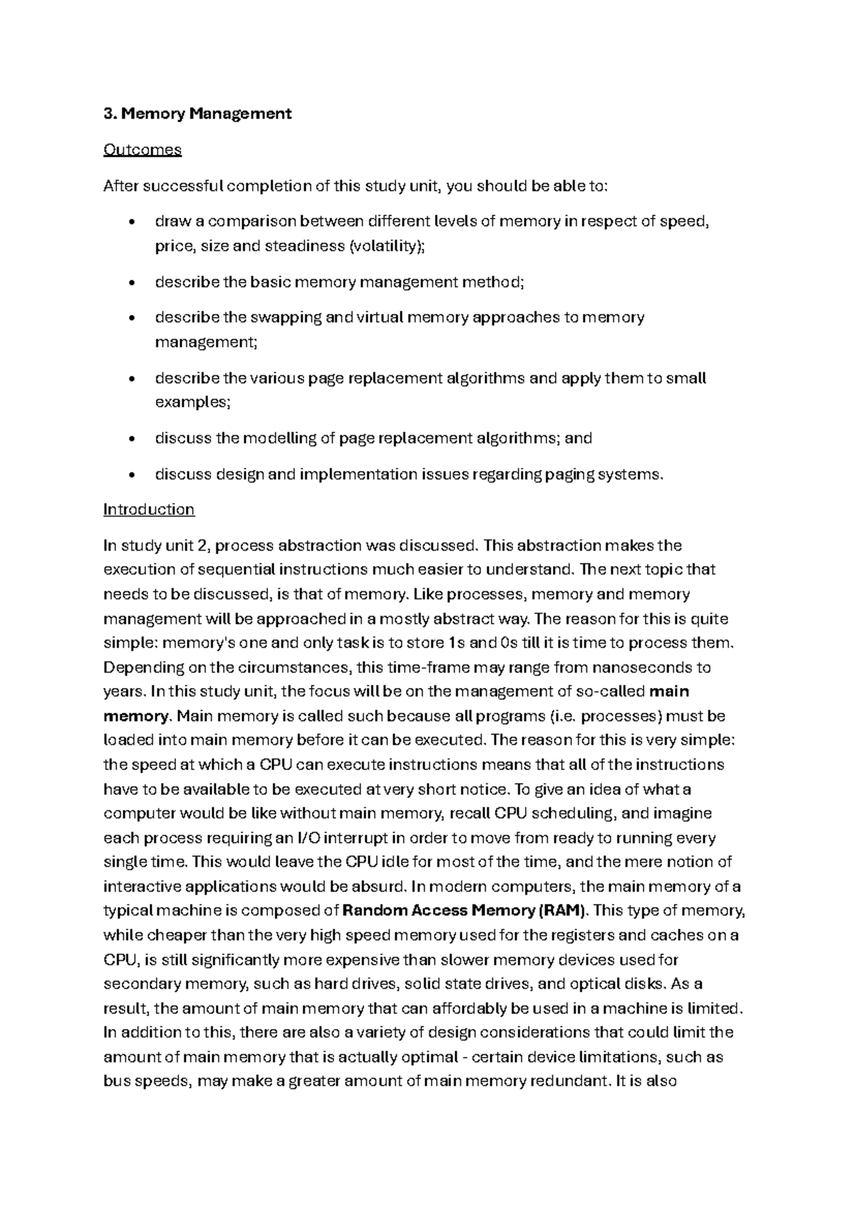 Memory Management Overview: Key Concepts and Techniques (CS101) - Studocu
