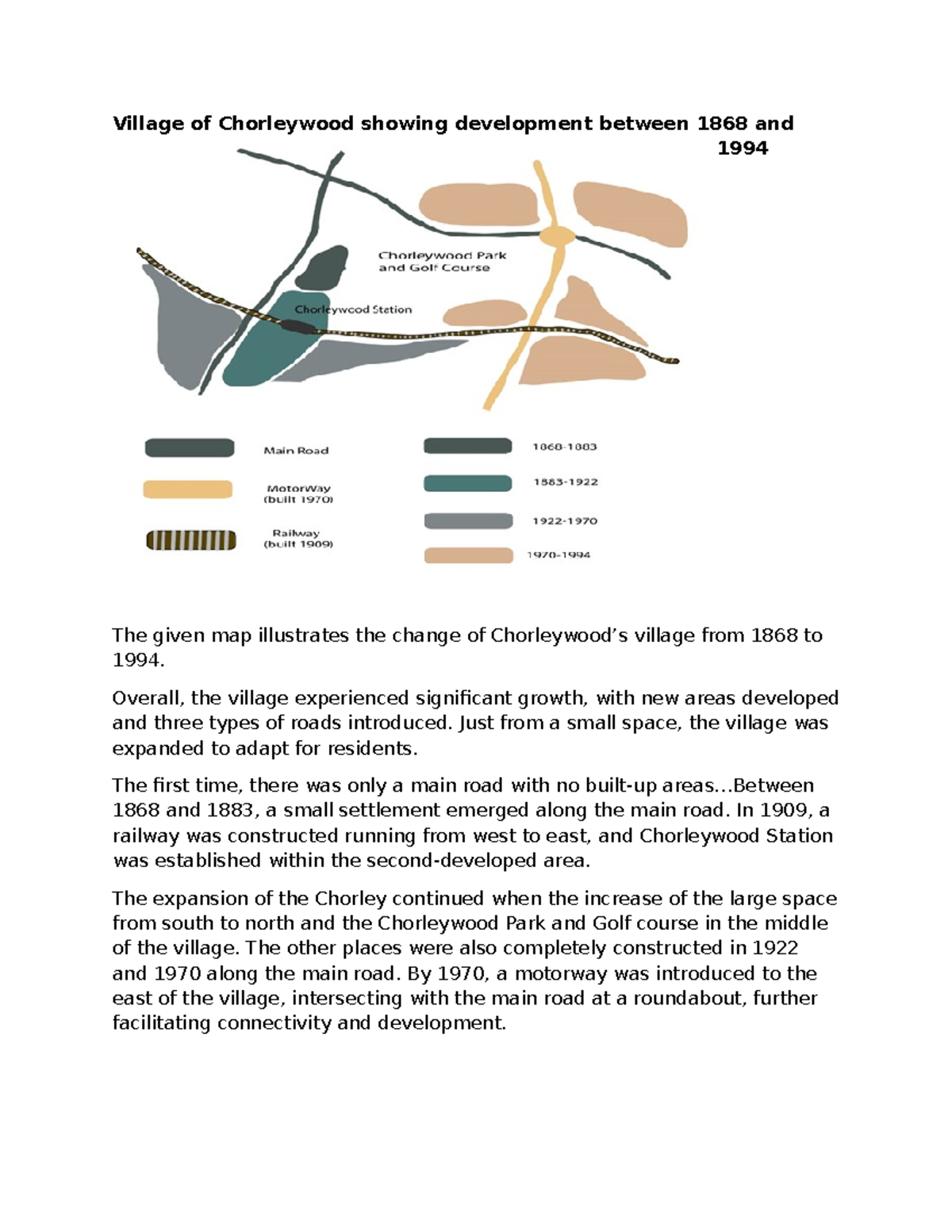 Map of Chorleywood village development from 1868 to 1994 - Studocu