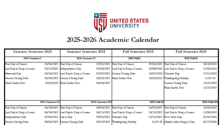 2025 2026 Academic Calendar - 2025-2026 Academic Calendar Summer ...