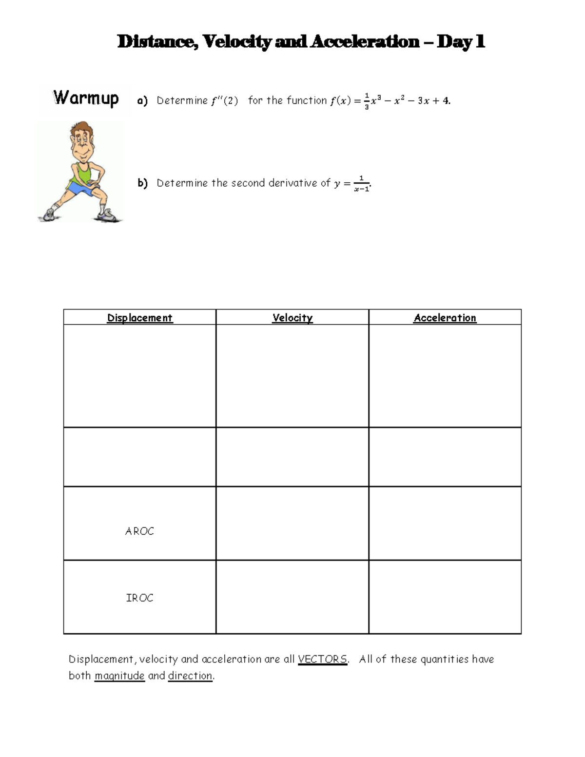 DVA 101: Distance, Velocity, and Acceleration Day 1 & 2 Notes - Studocu