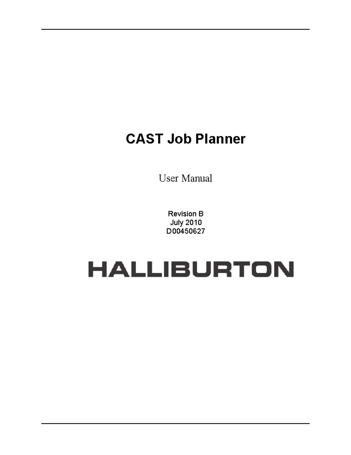 CAST Job Planner User Manual Revision B - Halliburton Energy Services ...