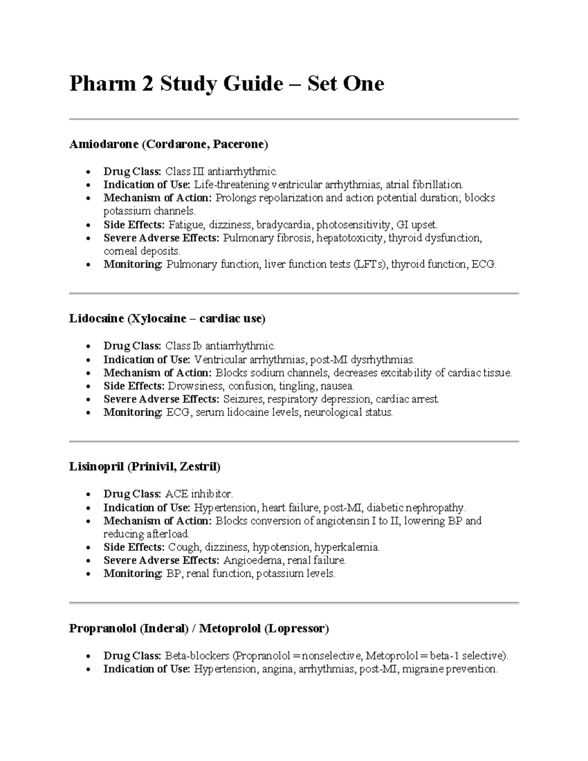 Pharm 2 Final Exam Study Guide: Key Drugs and Their Uses - Studocu