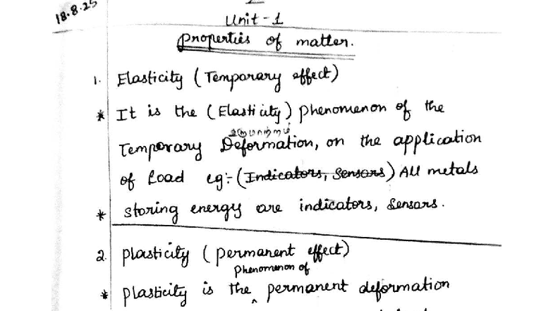 PH25C01 Unit 1: Properties of Matter - Elasticity and Viscosity ...