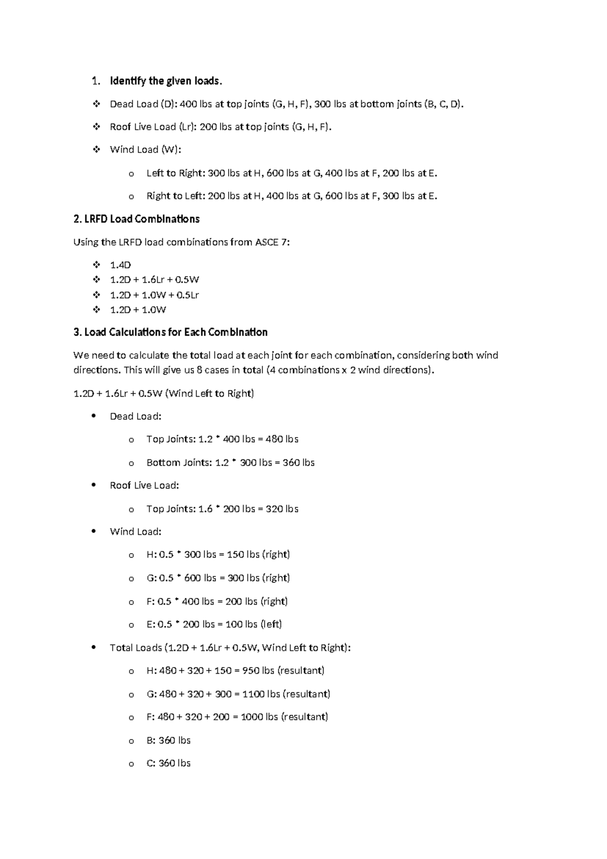 LRFD Design Solution: Load Calculations and Truss Analysis Guide - Studocu