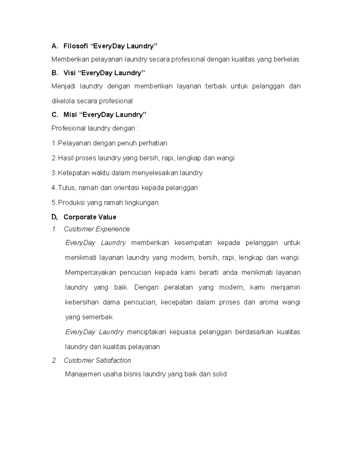 SOP Laundry - Rangkuman Desain dan Prosedur Layanan di Italia - Studocu