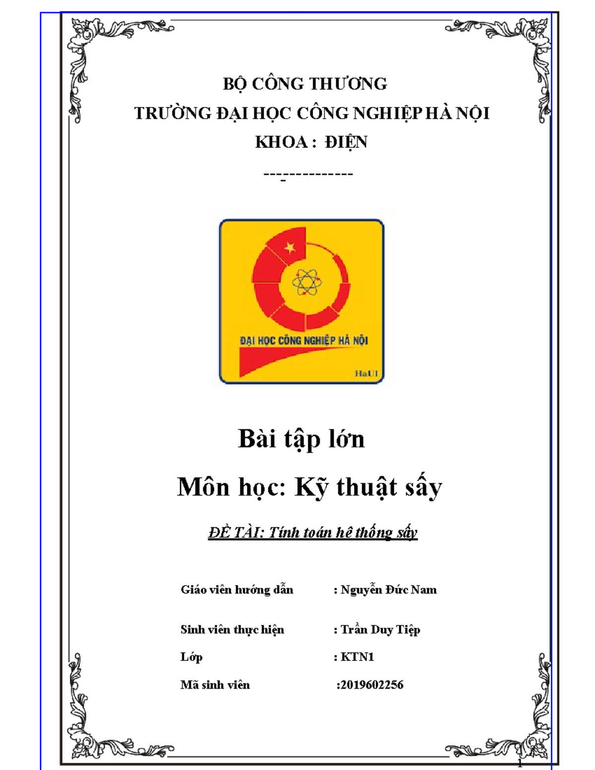 Bài tập lớn: Tính toán hệ thống sấy trong Kỹ thuật sấy - DADASD - Studocu