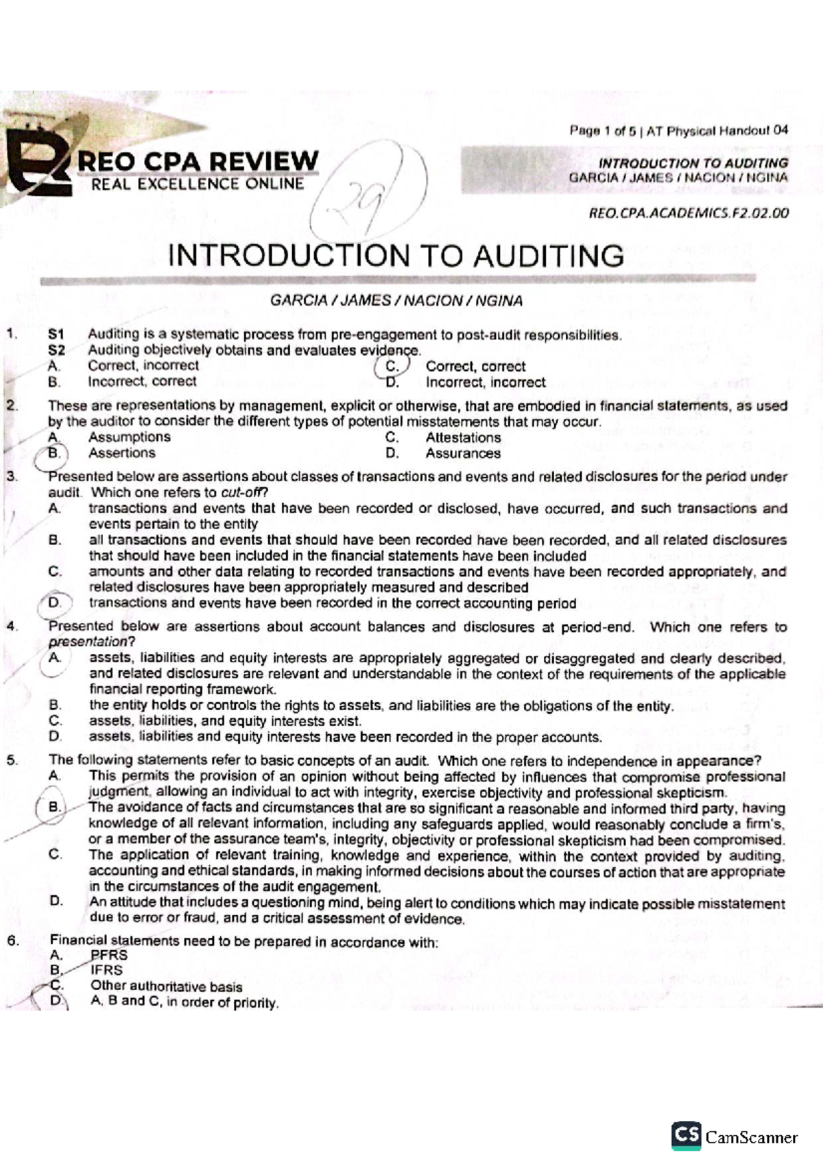 REO CPA REVIEW: Audit Theory Comprehensive Study Guide - Studocu