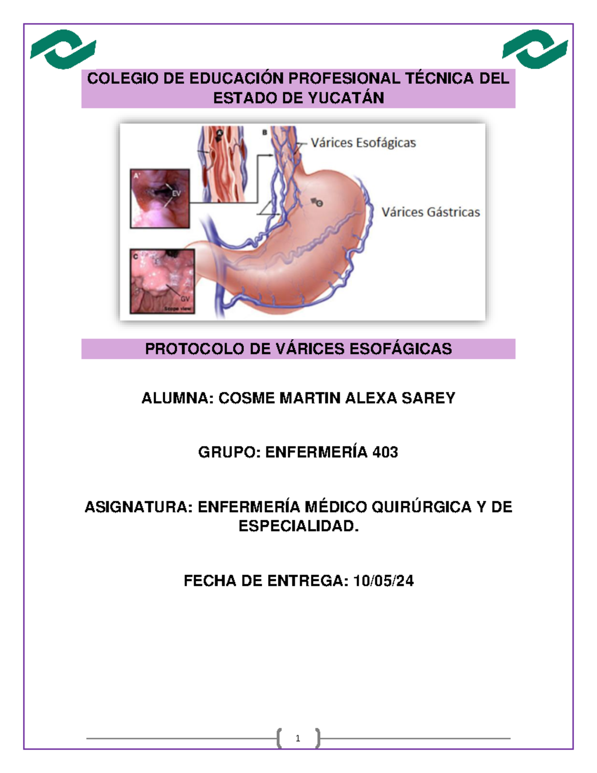 Protocolo Varices Esofagicas - COLEGIO DE EDUCACIÓN PROFESIONAL TÉCNICA ...