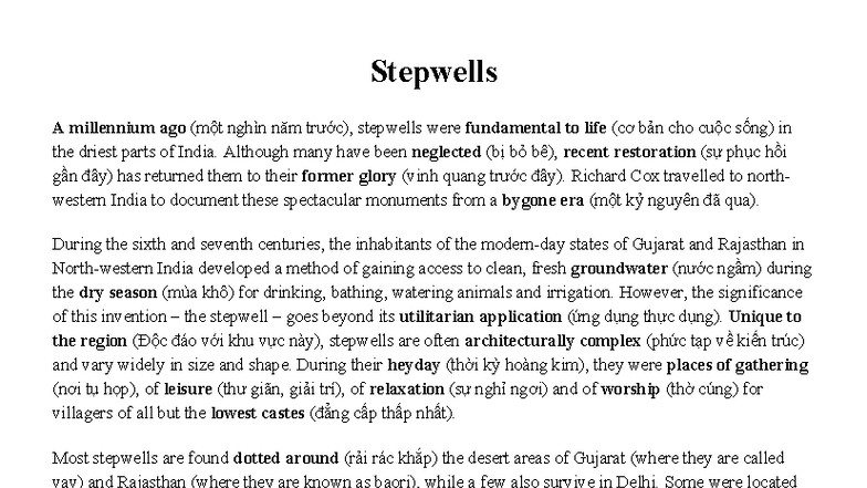 Stepwells: Architectural Marvels of Northwestern India - Studocu