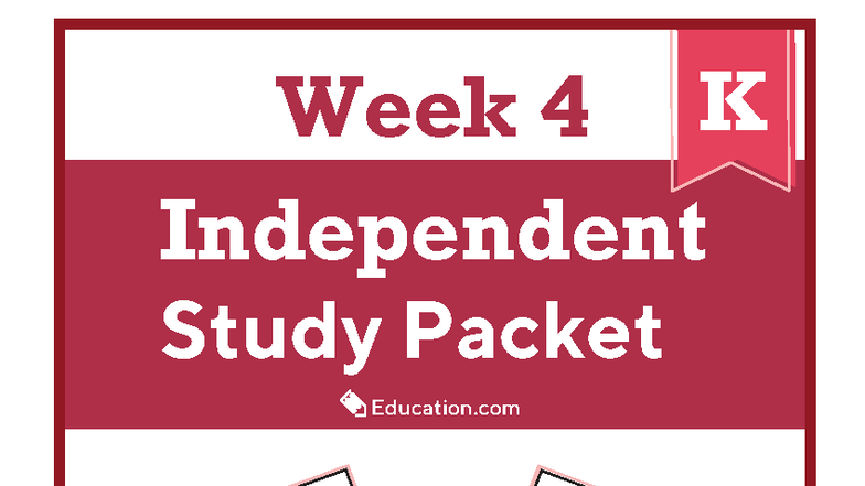 W4 Independent Study Packet: Kindergarten Activities for Reading ...