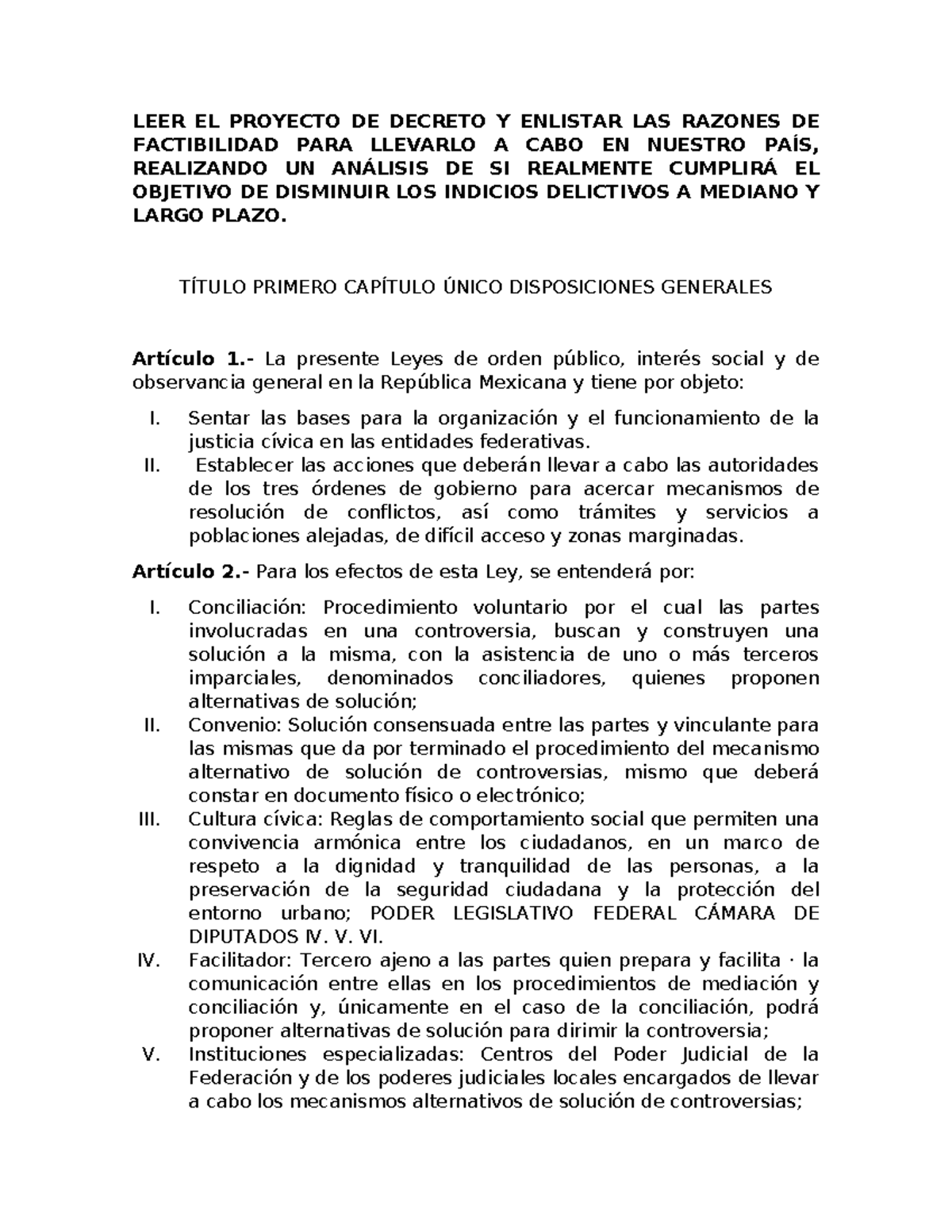 ley general de justicia civica - LEER EL PROYECTO DE DECRETO Y ENLISTAR ...