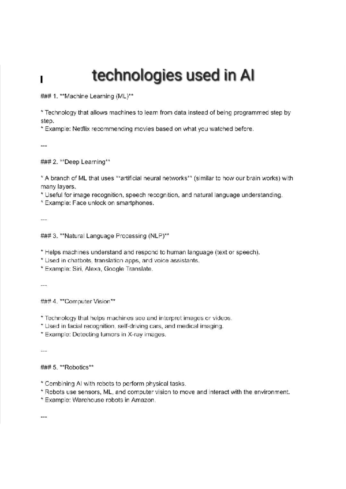 AI Important Questions: Key Concepts and Algorithms (CS101) - Studocu