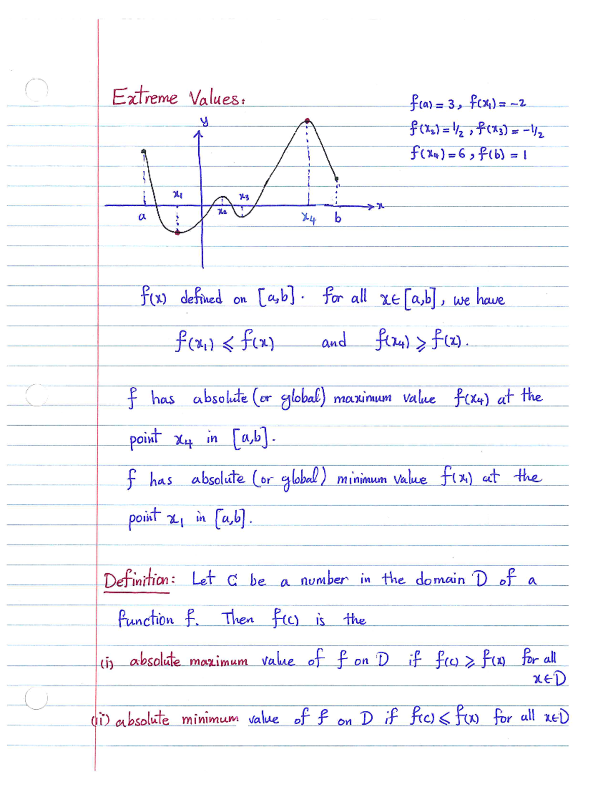 Extreme Values and Critical Points: A Study on f(x) in Calculus - Studocu