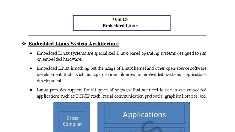 Unit 03 Embedded Linux System Architecture Notes - Studocu