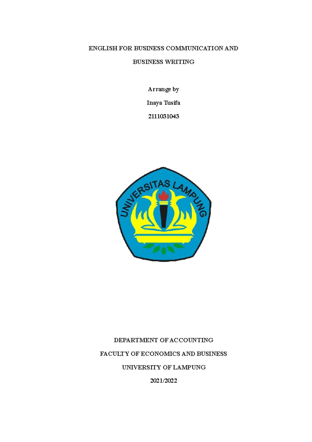 English for Business Comm. & Writing Module - Course 2111031043 - Studocu