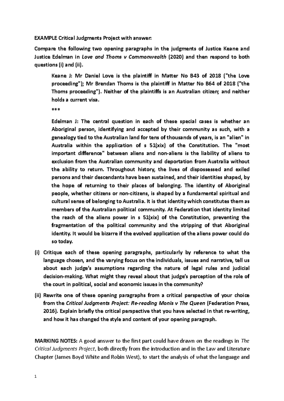 CJP3004: Critical Judgments Project Analysis and Rewriting Exercise ...