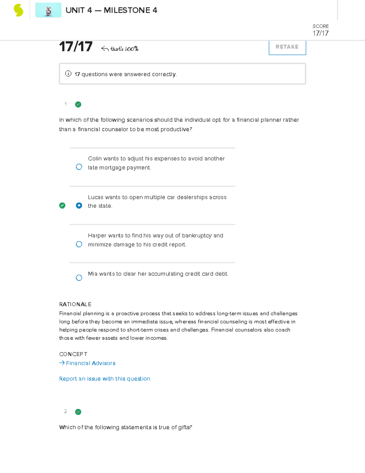 Sophia Personal Finance FIN 101 Unit 4 Milestone 4 Study Guide - Studocu