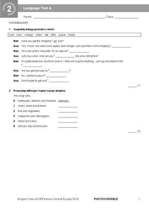 Impulse 2 Unit 3 Test Standard B - Unit 3 Test Standard | Group B Name