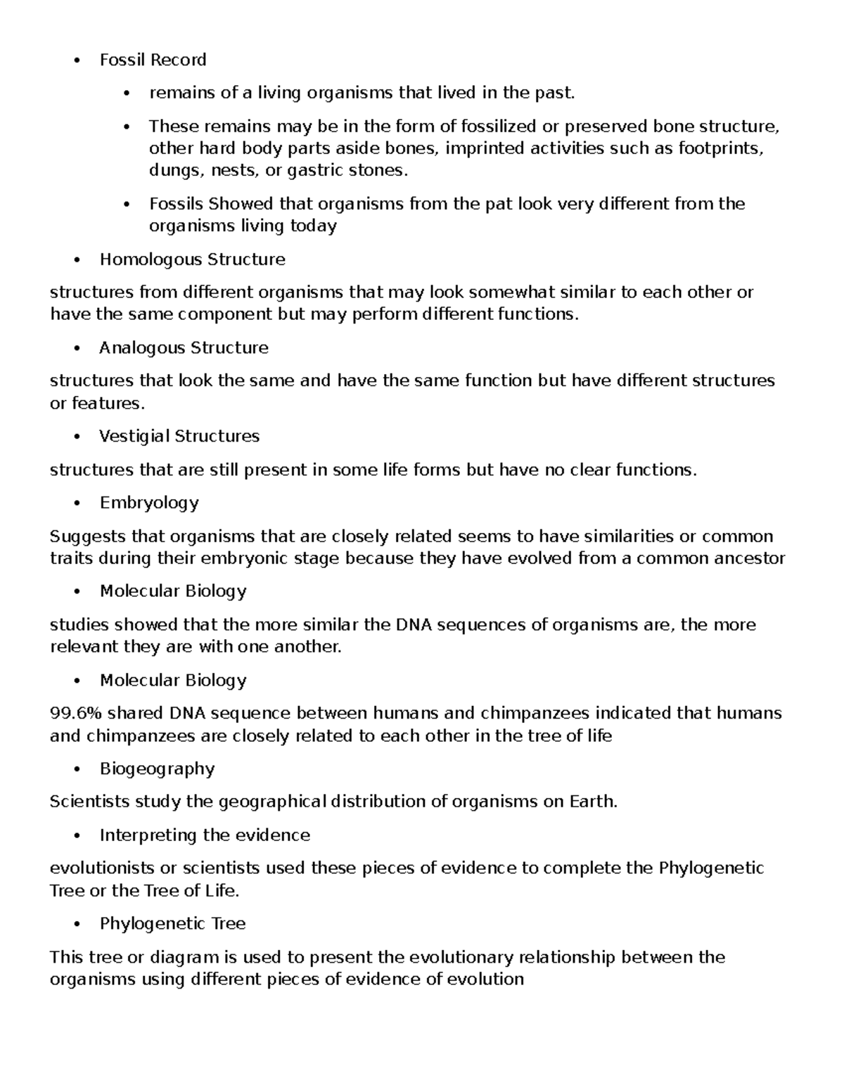 Fossil Record: Evidence of Evolutionary Relationships and Structures ...