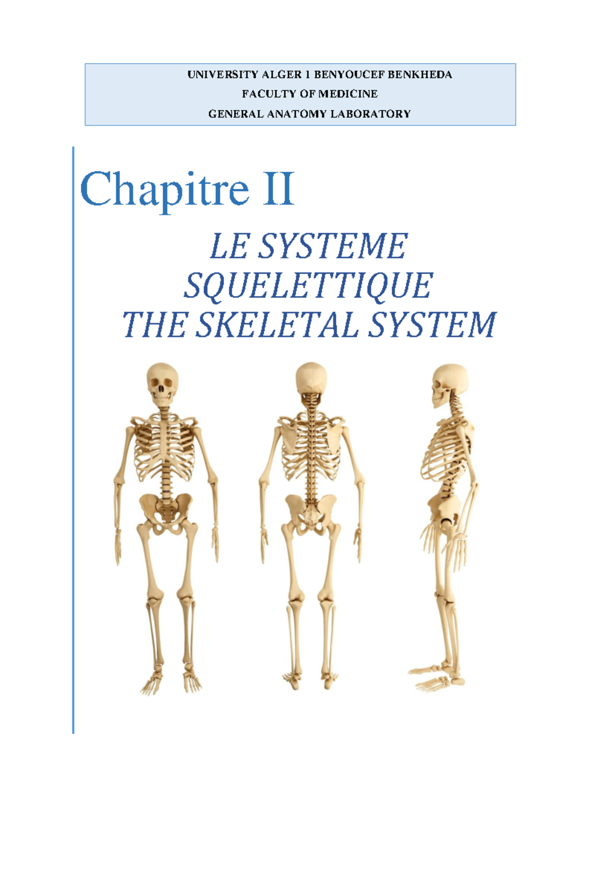 LE Systeme Squelettique - Chapitre II LE SYSTEME SQUELETTIQUE THE ...