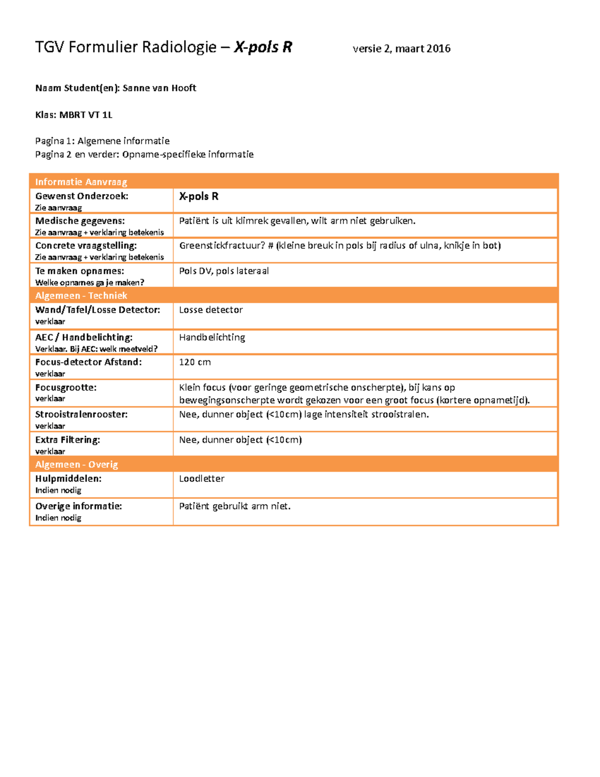 X-pols R (greenstickfractuur) - TGV Formulier Radiologie – X-pols R ...
