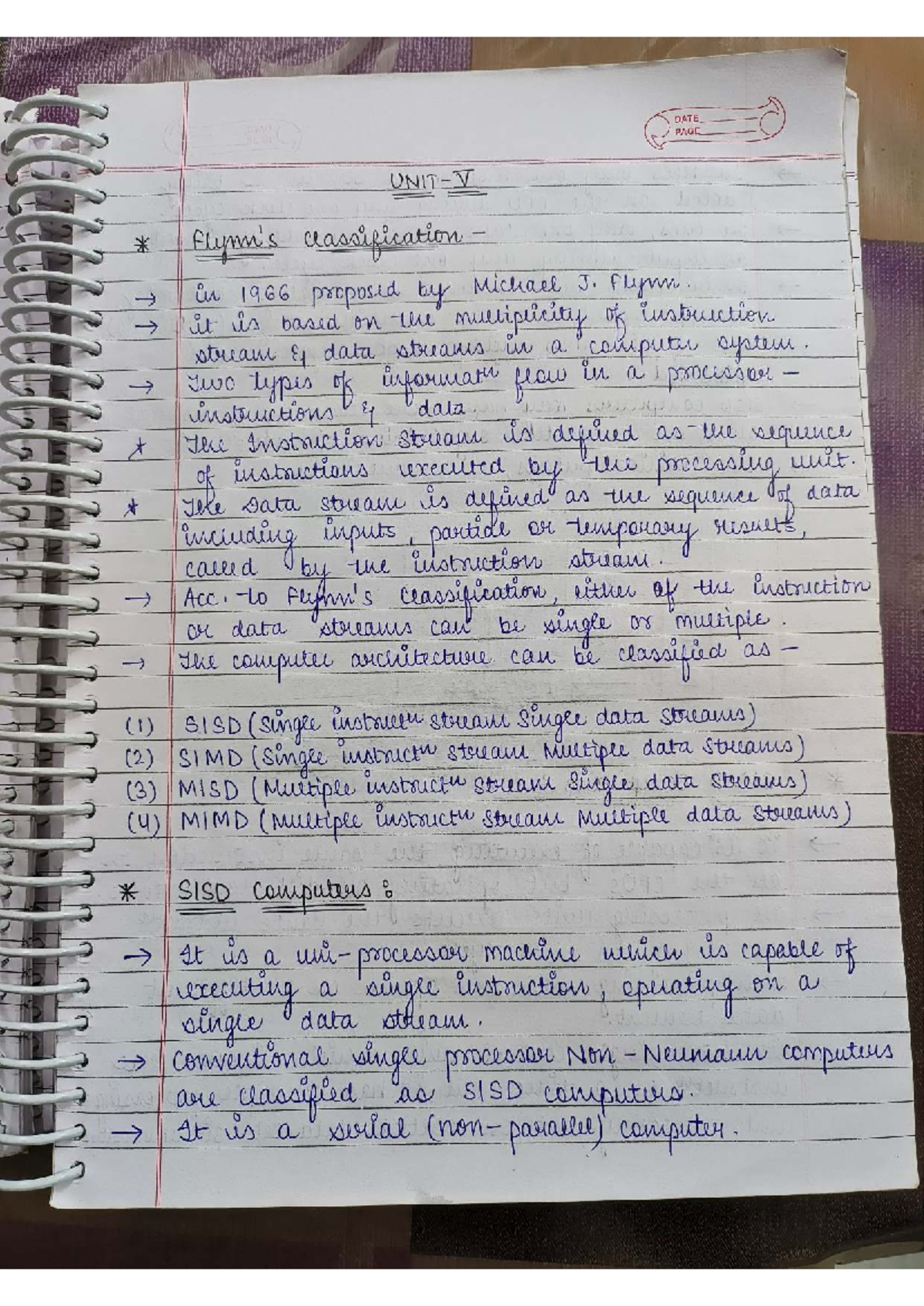 CSA 101: Computer Architecture - Flynn's Classification and Processing ...