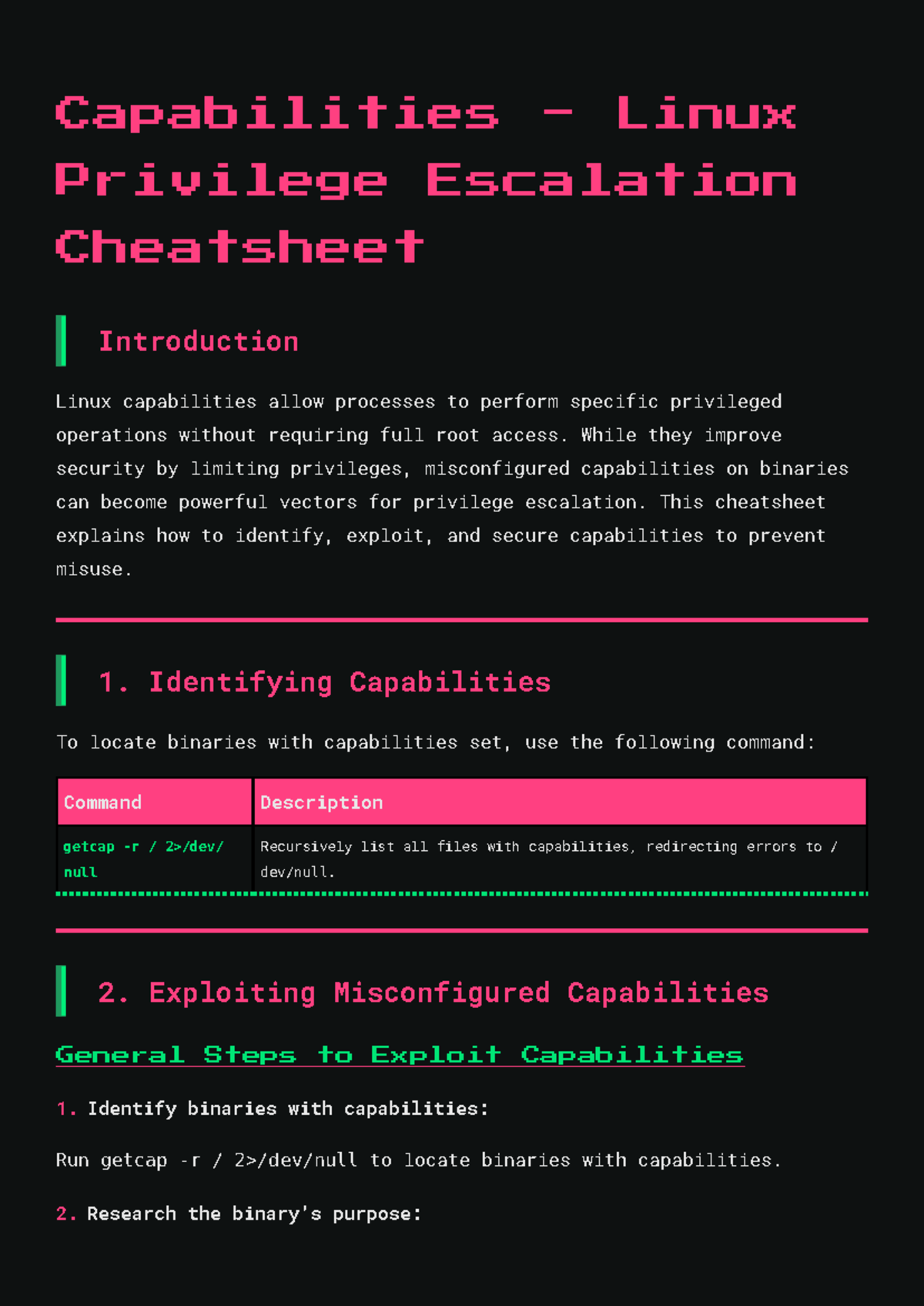 Linux Privilege Escalation Cheatsheet: Capabilities Overview - Studocu