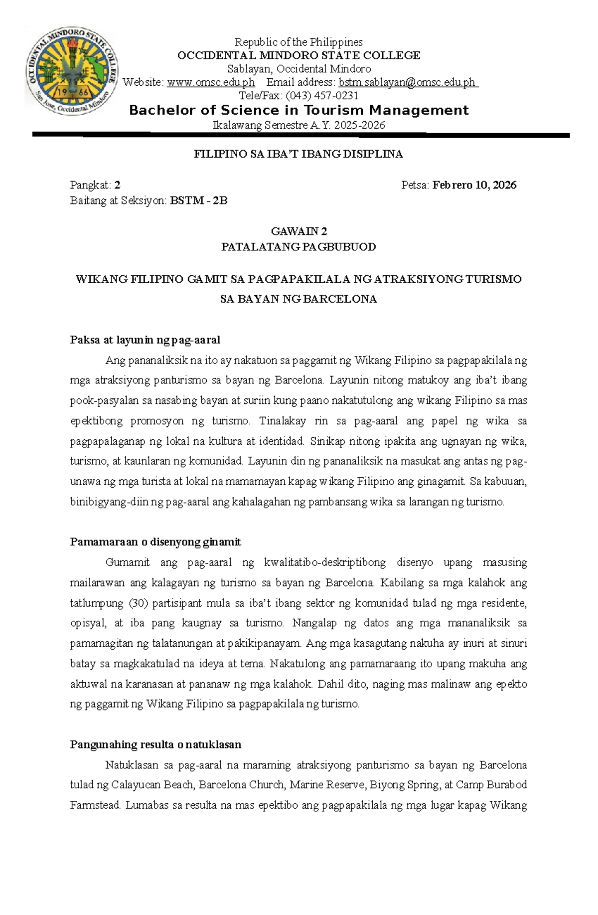 BSTM 2B Gawain 2: Patalatang Pagbubuod sa Wikang Filipino - Studocu