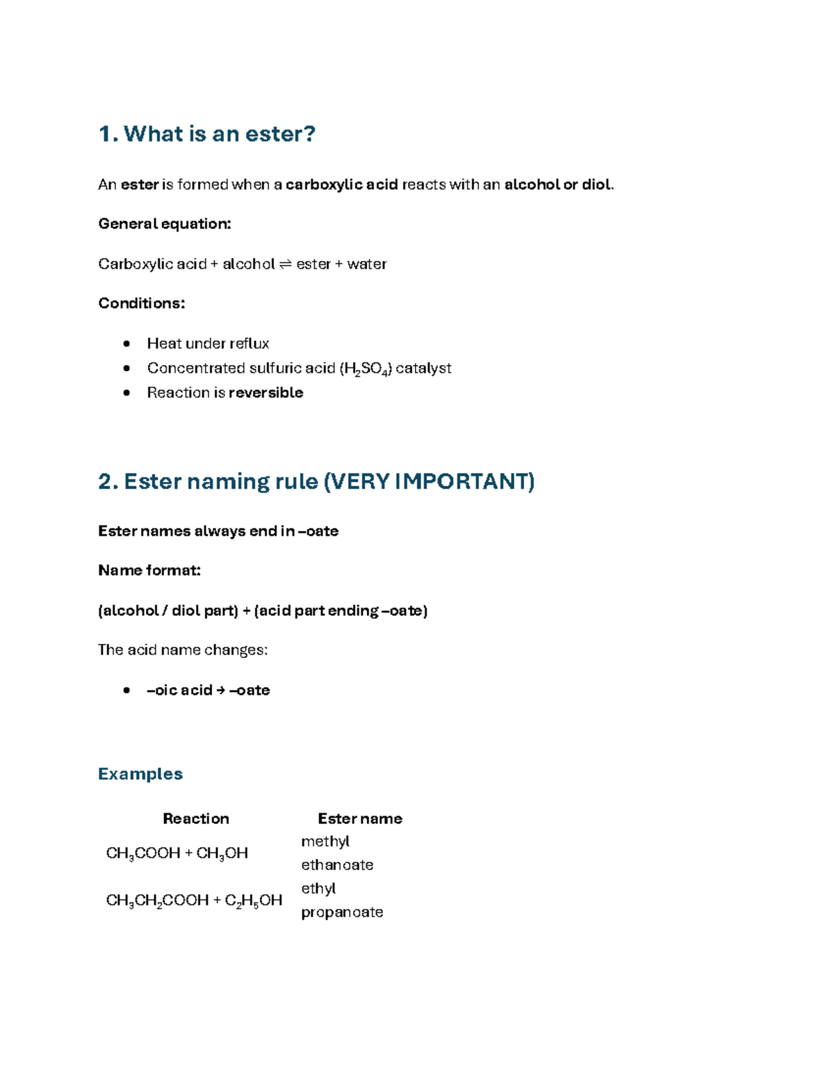 Carboxylic Acids & Esters: Key Concepts and Naming Rules (Doc 9) - Studocu