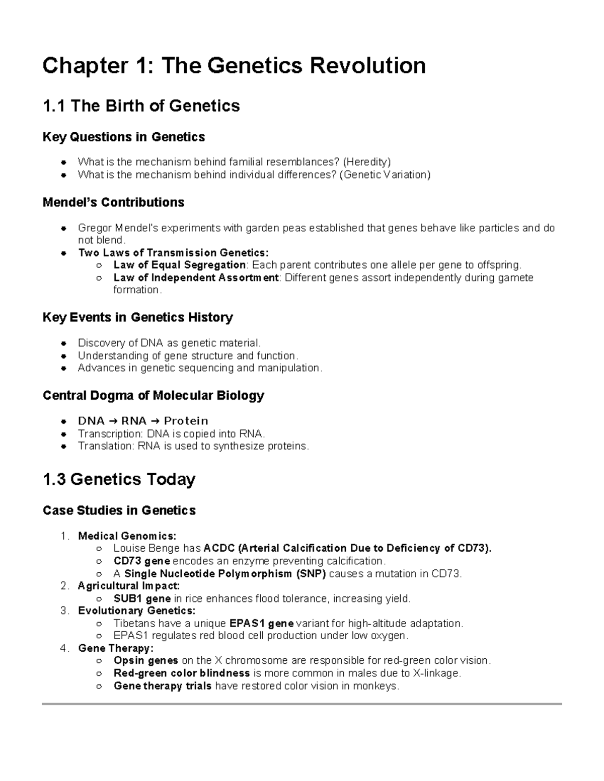 Chapter 1-3 Genetics Study Guide - Chapter 1: The Genetics Revolution 1 ...