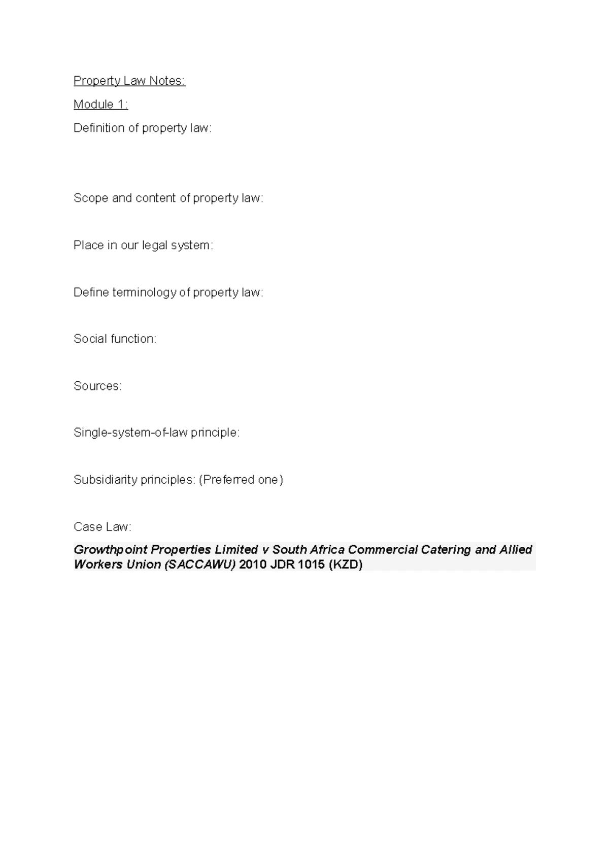 Intro, definition classification - INTRODUCTION TO THE LAW OF PROPERTY ...