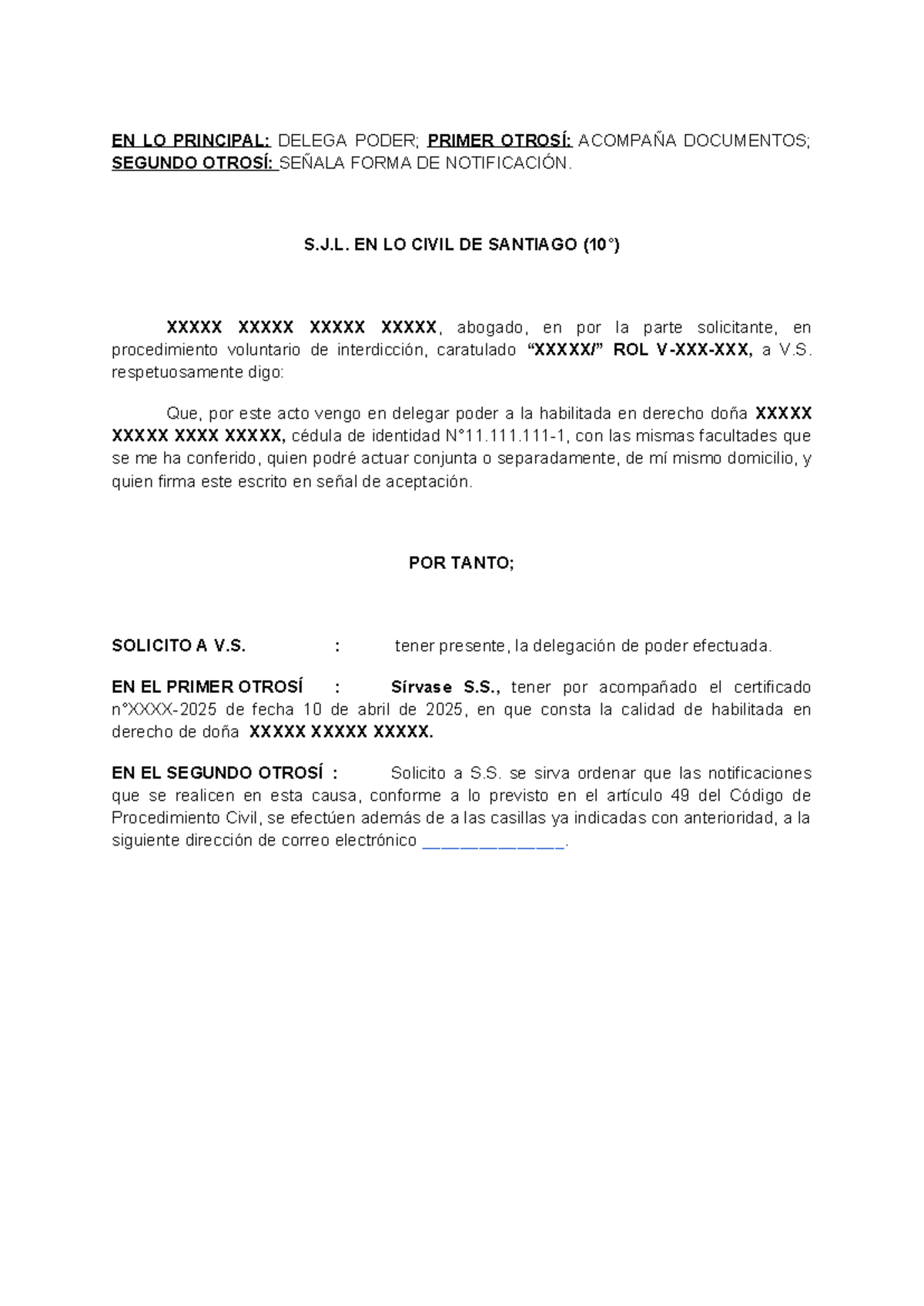 Delega Poder y Notificación en Procedimiento Voluntario - Studocu