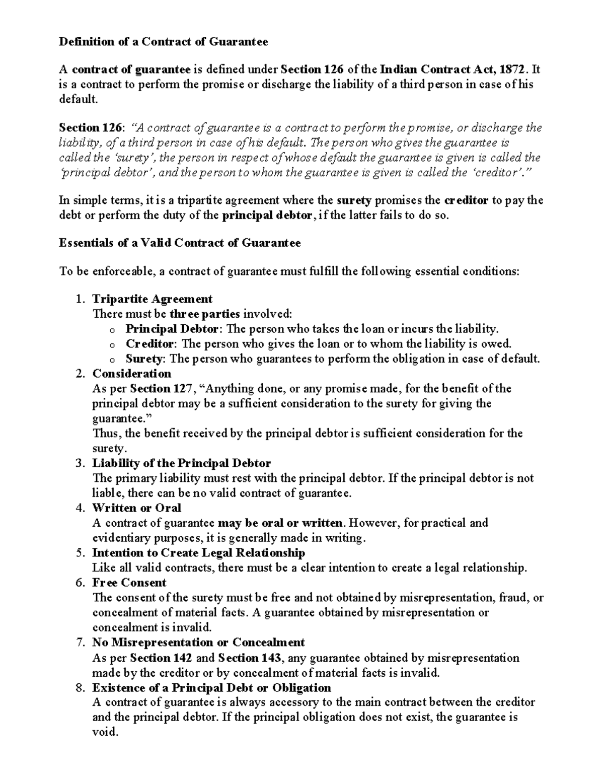 Contract of Guarantee: Lecture Notes for LLB Sem 2 Exam - Studocu