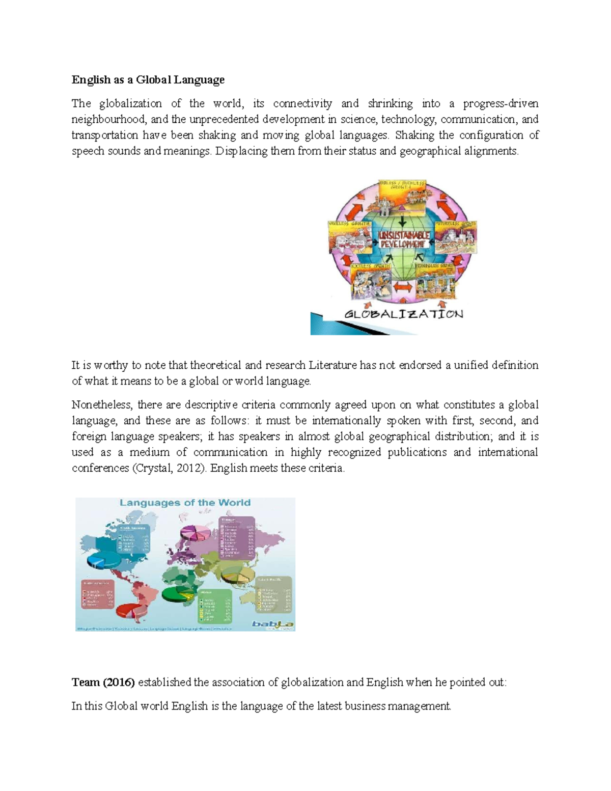 ENG 101: English as a Global Language - The Impact of Globalization ...
