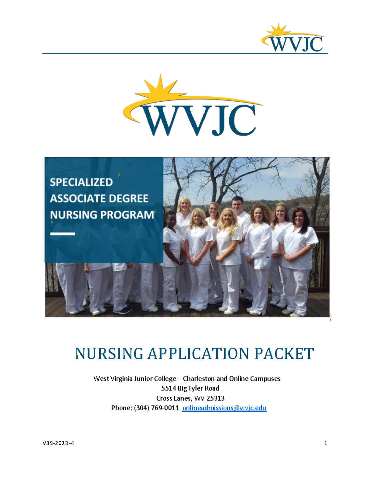 Nursing Admissions Packet - WVJC - Specialized Associate Degree Program ...