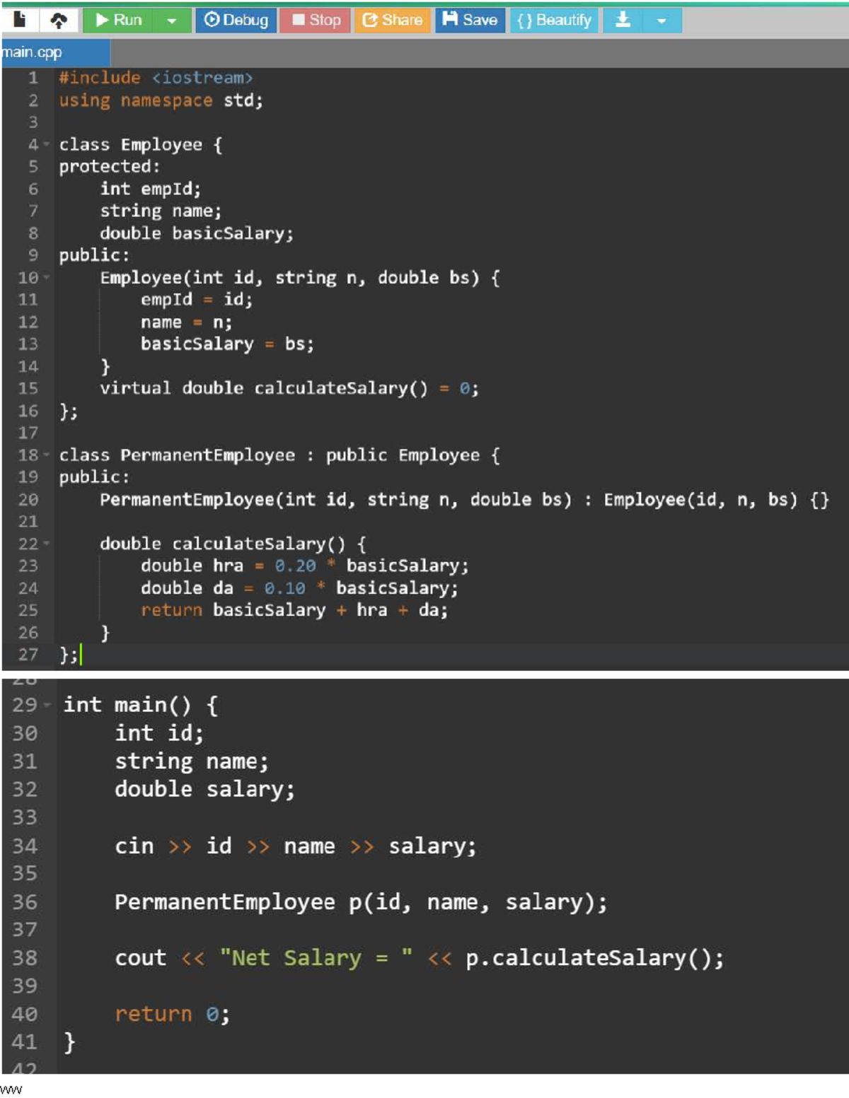 Cpp - Practical: Employee Class Implementation and Salary Calculation ...