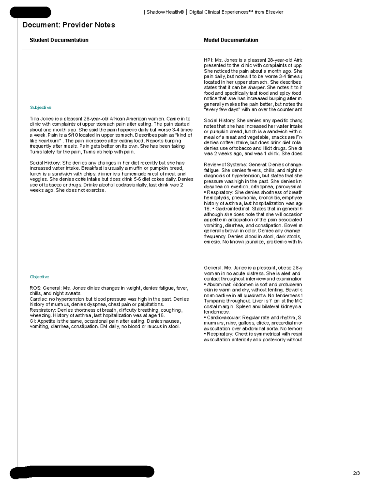 Tina Jones GI Assessment Notes - Clinical Documentation - Studocu