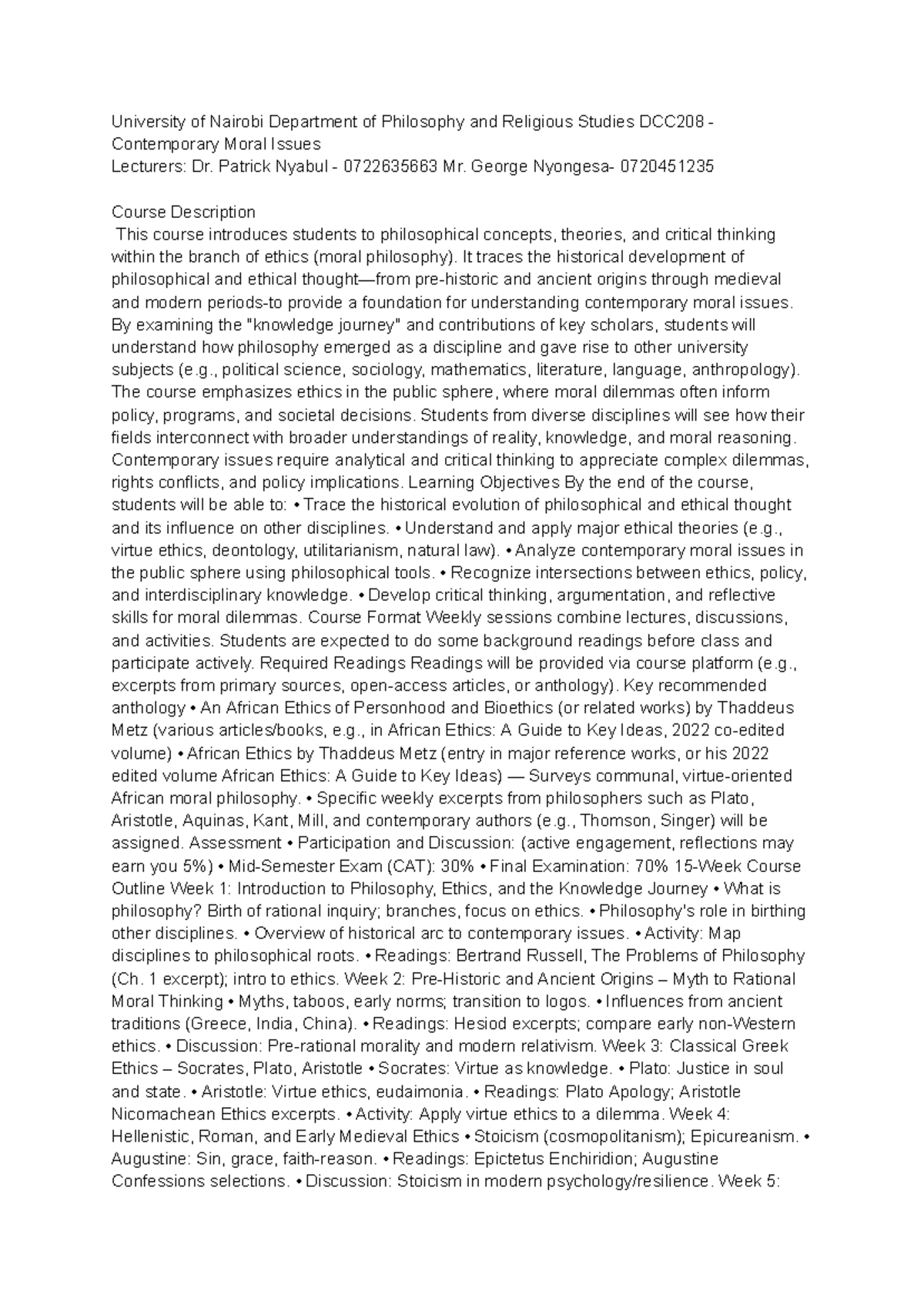 DCC208 Final Exam Notes: Contemporary Moral Issues in Philosophy - Studocu