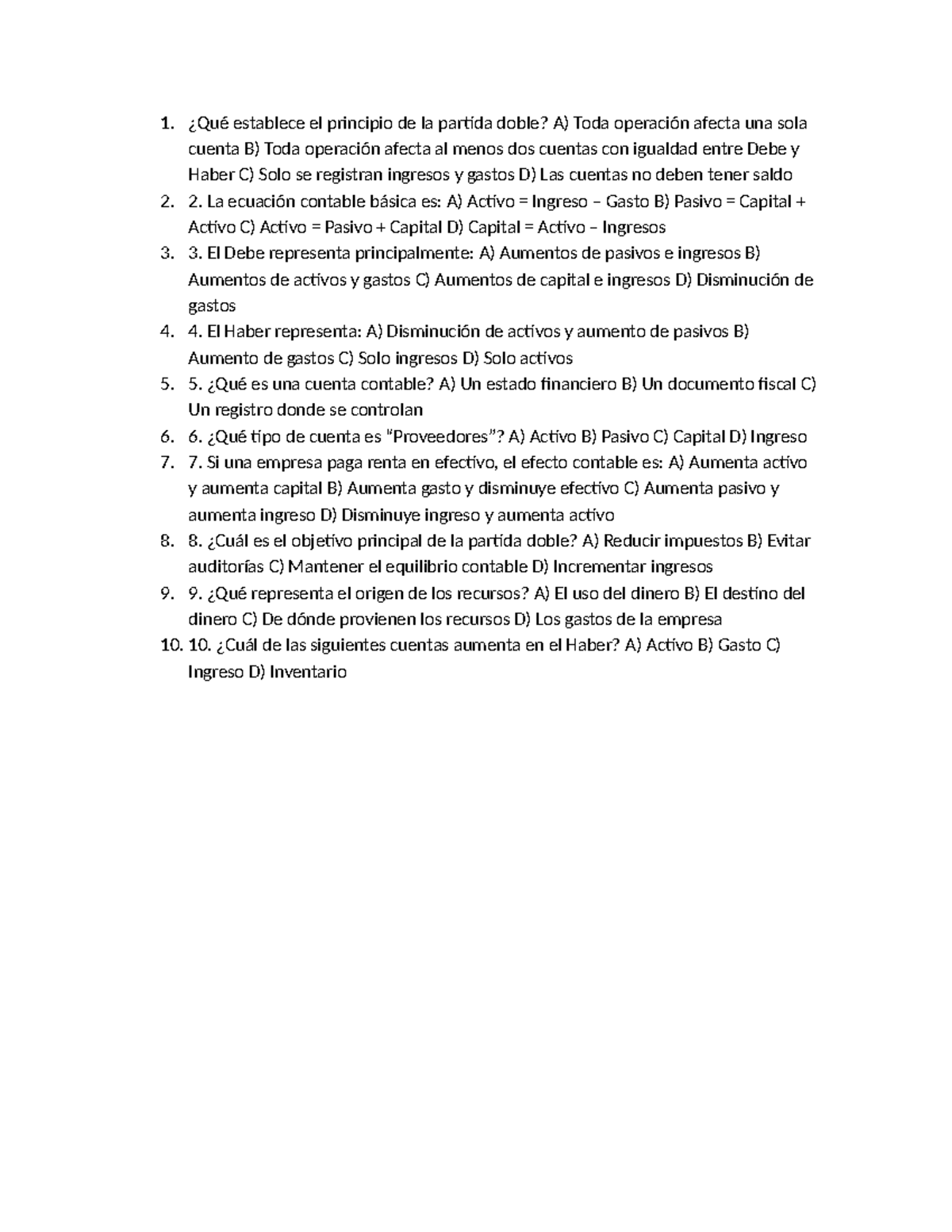 Principio de la Partida Doble - Preguntas y Respuestas (Contabilidad ...