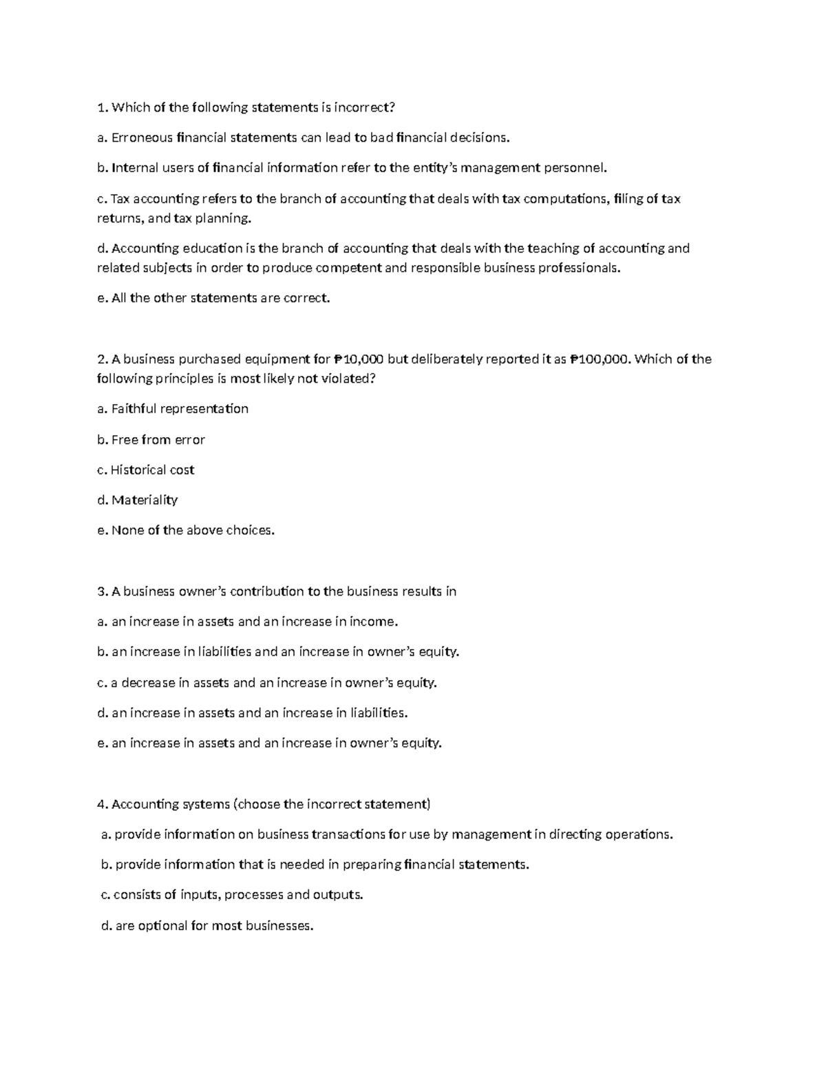 Midterm Review - Accounting Questions (ACC-101) - Studocu