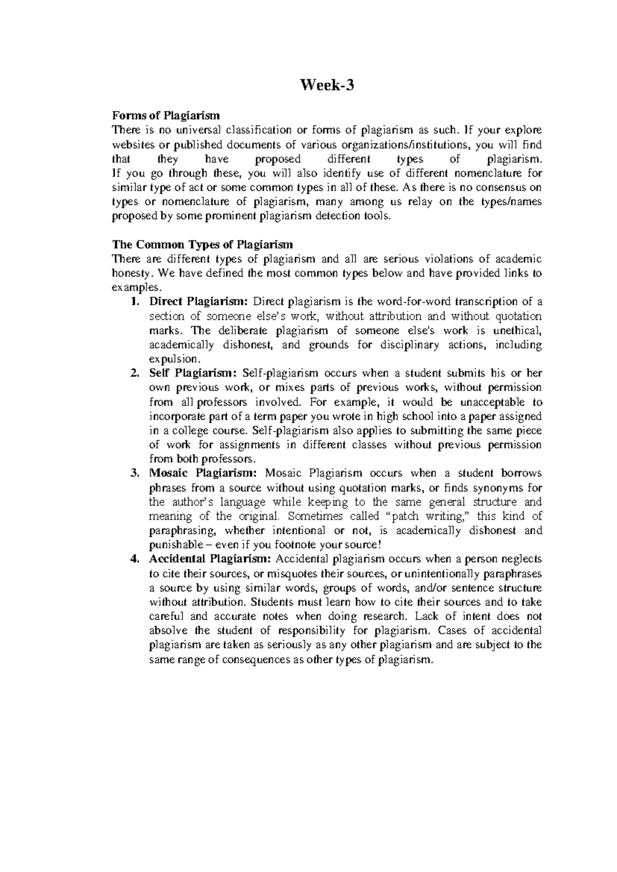 RE-3: Understanding Common Types of Plagiarism - Studocu