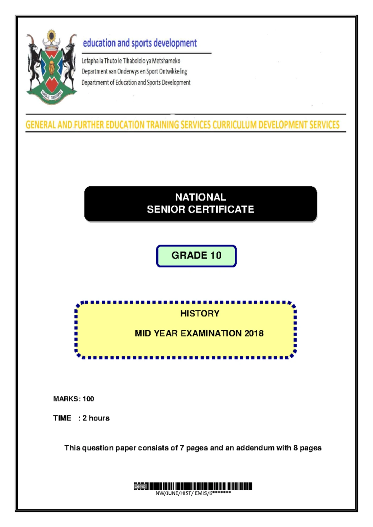 Grade 10 History SBA Guidelines 2024: Assessment Framework and Tasks ...
