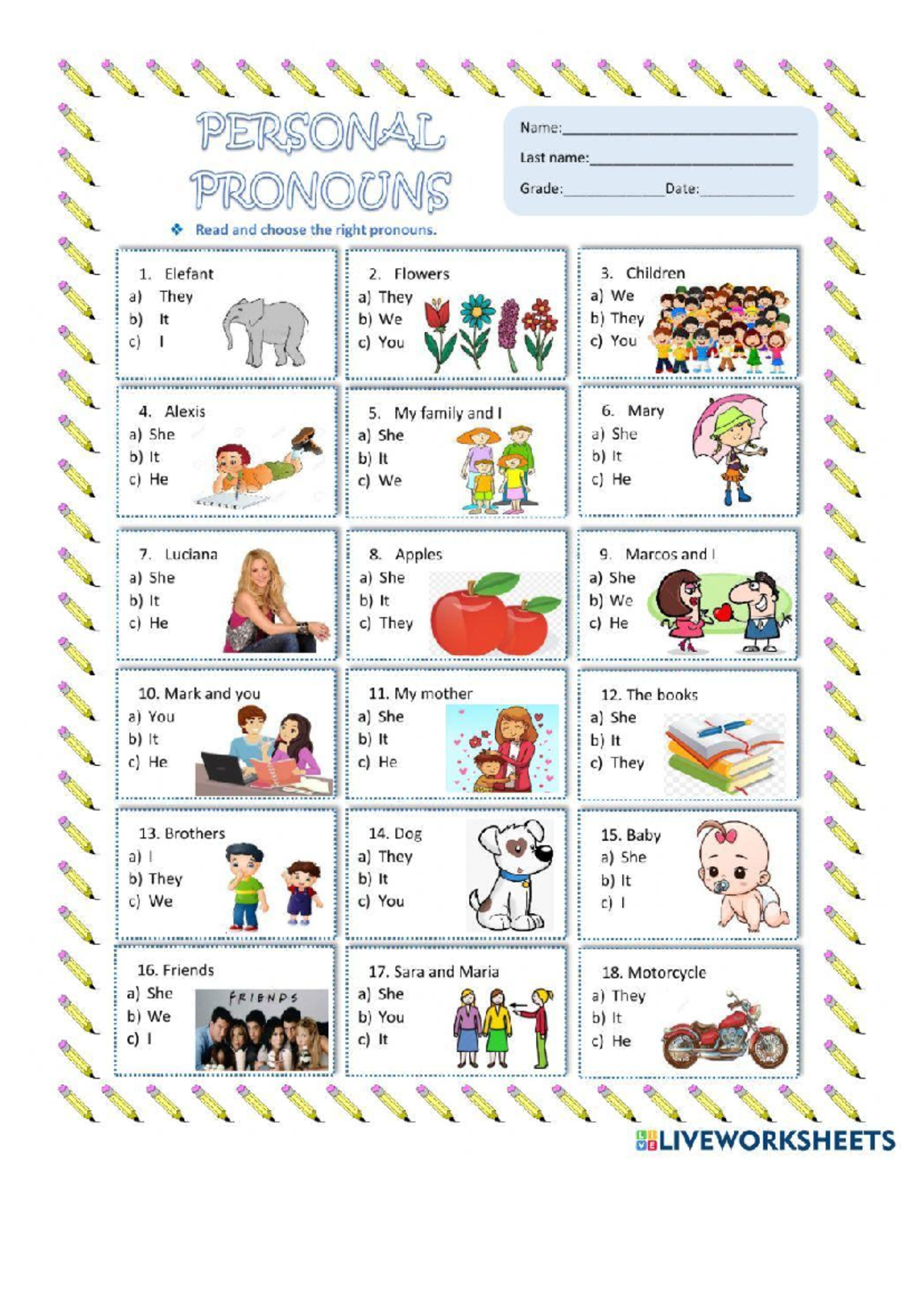 AT NN RN R YT PERSONAL Pronouns Worksheet 2031118 - Studocu