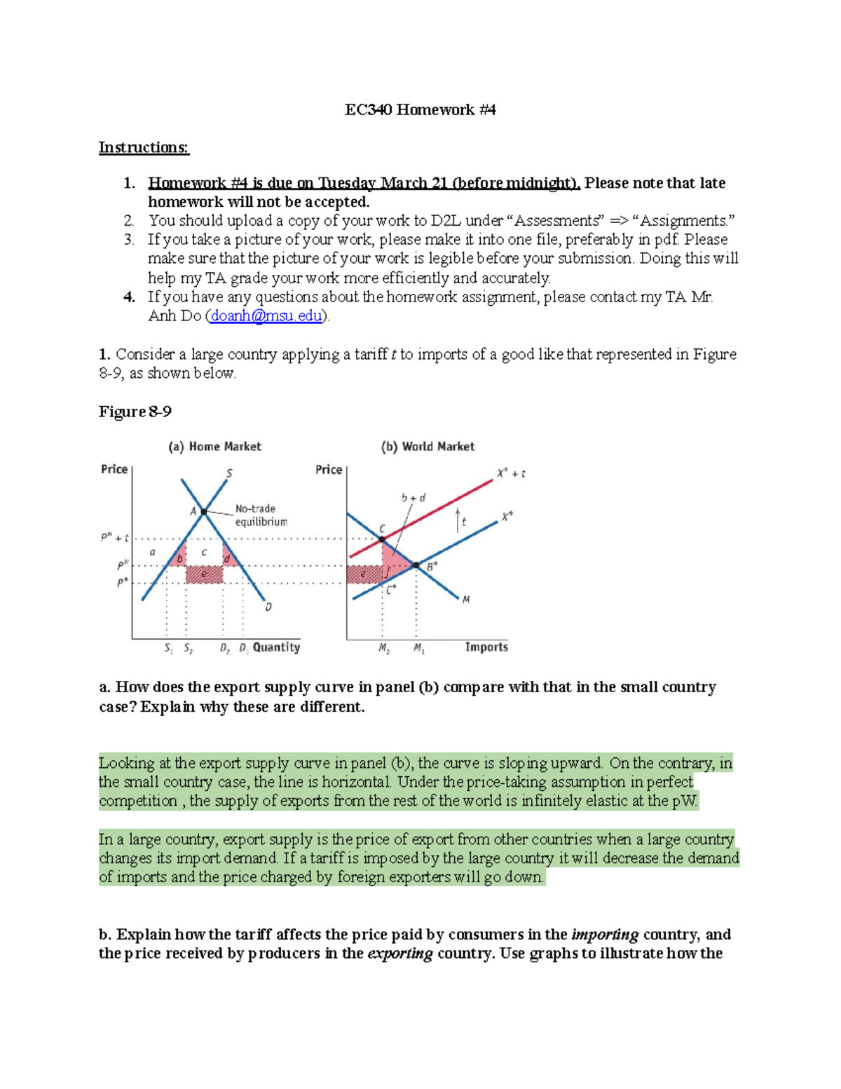 EC340 Homework #4: Tariffs and Their Impact on Global Markets - Studocu