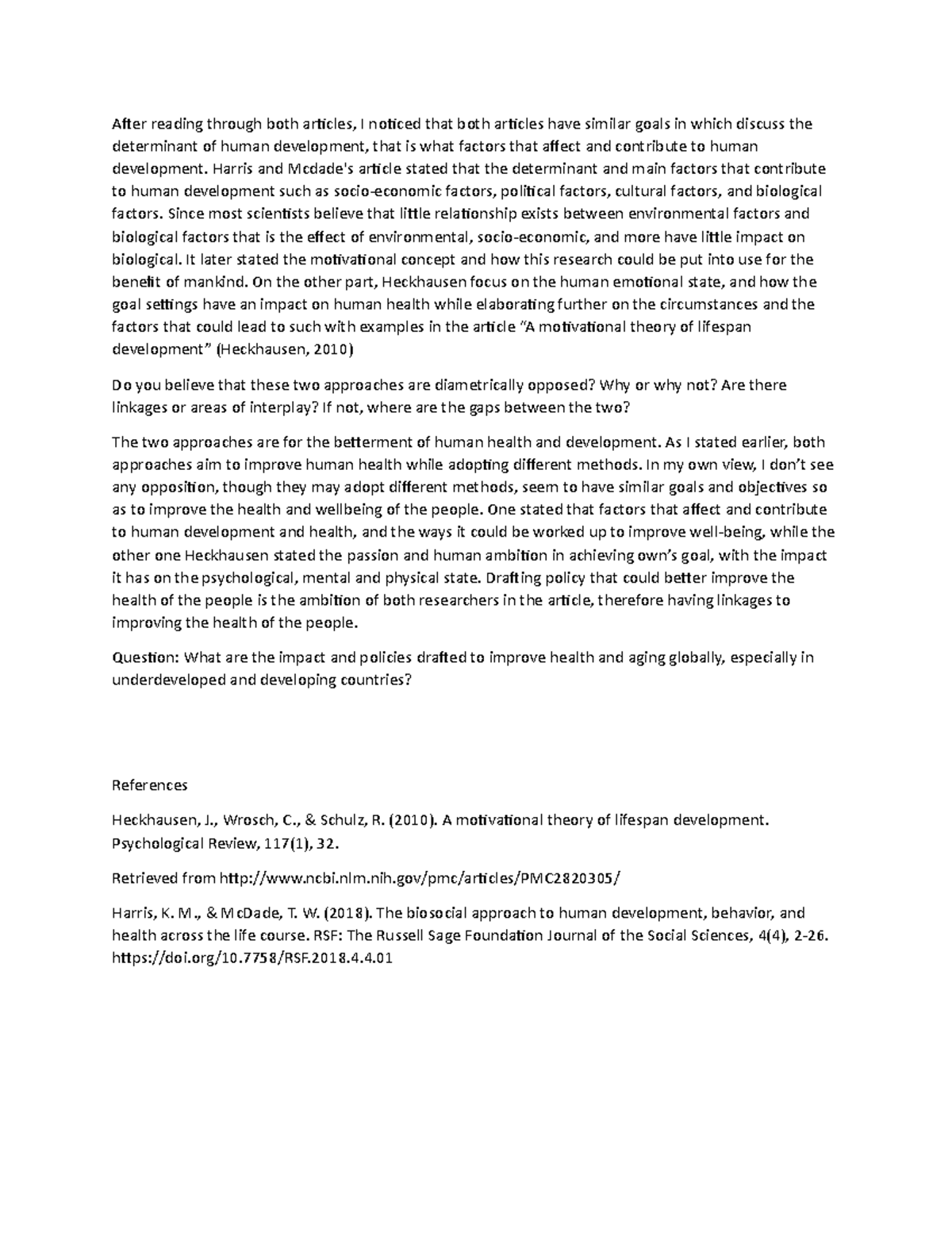 Discussion of Determinants in Human Development - Unit 1 Analysis - Studocu