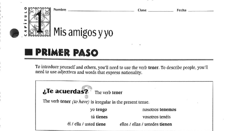 Holt Spanish 2 ¡Ven conmigo! - Chapter 1 Notes - Studocu