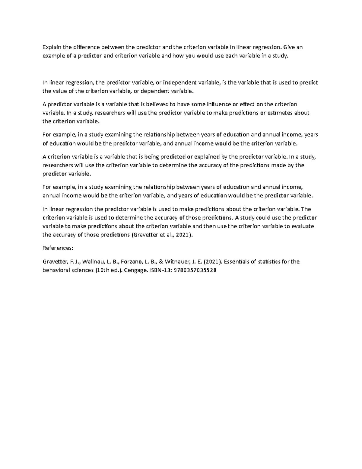 Topic 8 DQ 1: Understanding Predictor and Criterion Variables in ...