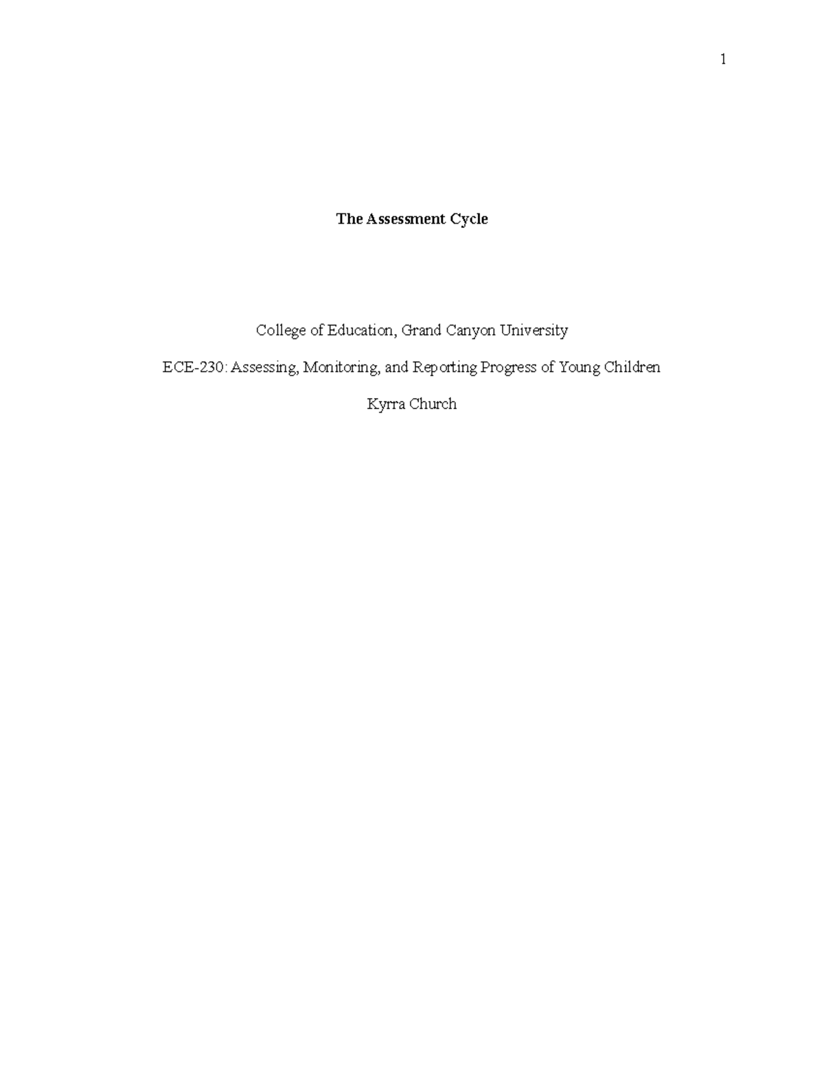 ECE-230-T1-Understanding the Stages of the Assessment Cycle - Studocu